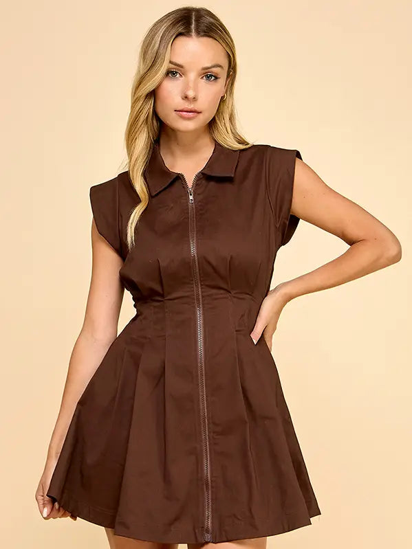 Mila Zipper Dress (brown)